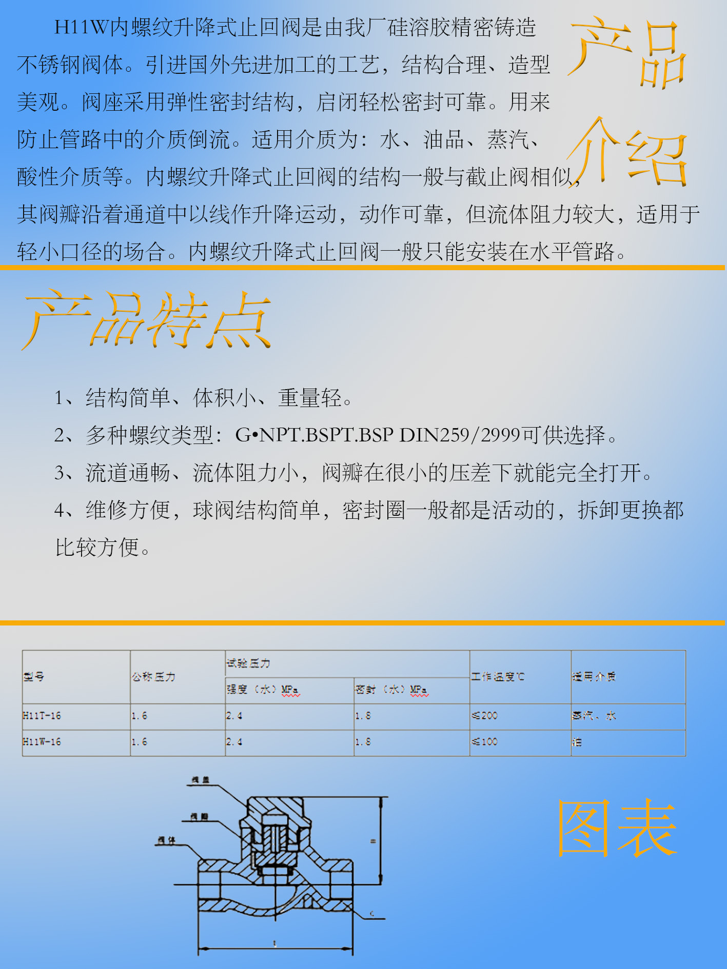H11W-16不锈钢S型止回阀 内螺纹止回阀 升降式止回阀 丝口止回阀-阿里巴巴