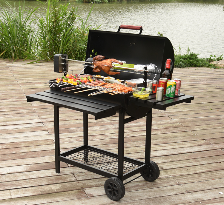 木炭烧烤炉庭院烧烤炉美式烧烤架焖烤自动烤鸡架BBQ-阿里巴巴