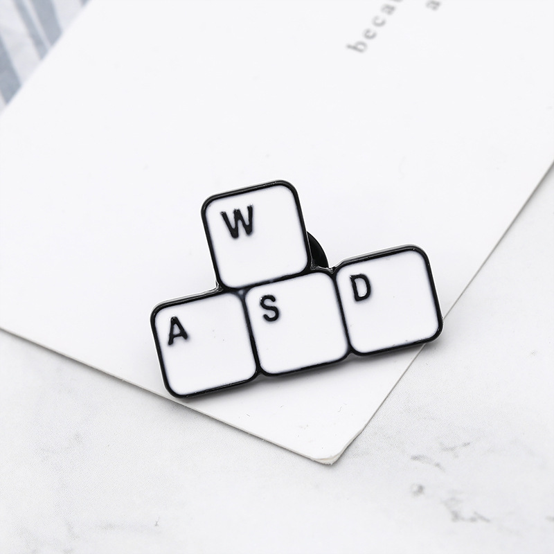 Temu热销WSAD电脑键盘个性胸针PS工具栏鼠标搜索时尚卡通牛仔徽章-阿里巴巴
