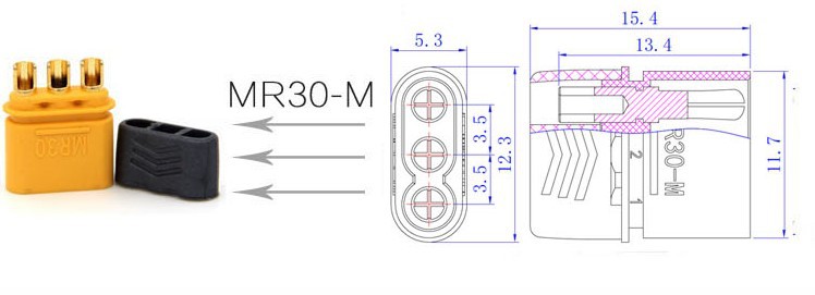 MR30-M/F公头母头三芯带护套耐高温航模插头三孔ESC电调MOTO电机-阿里巴巴