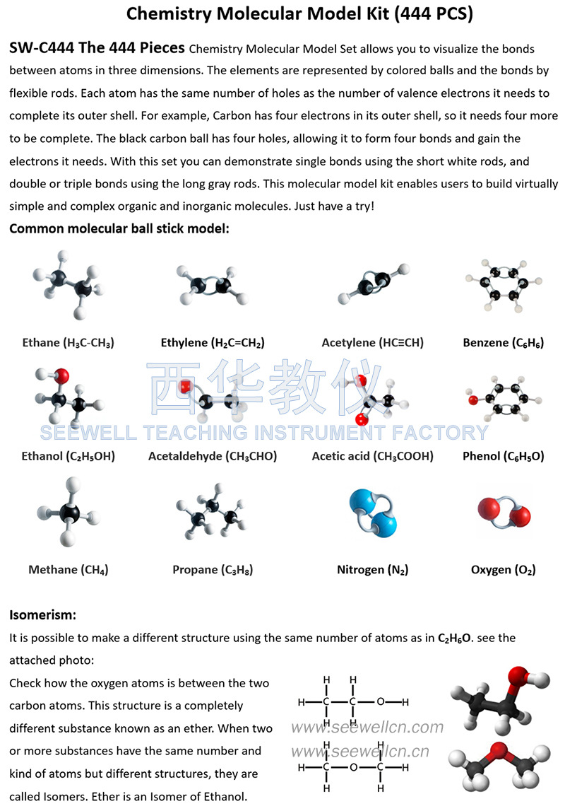 444件套 Molecular Model Kit (444 PCS 136 Atoms)分子结构模型-阿里巴巴