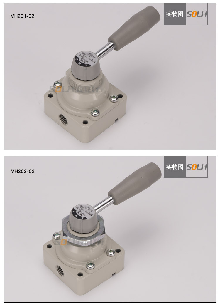 气动三位四通手动阀 手转阀 换向阀 VH200-02 VH201-02 VH202-02-阿里巴巴