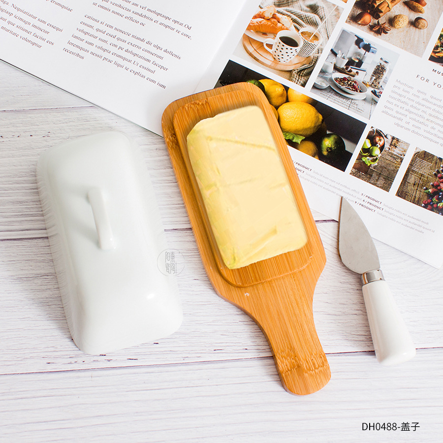 Creative butter box with wooden holder and lid western style creative ...