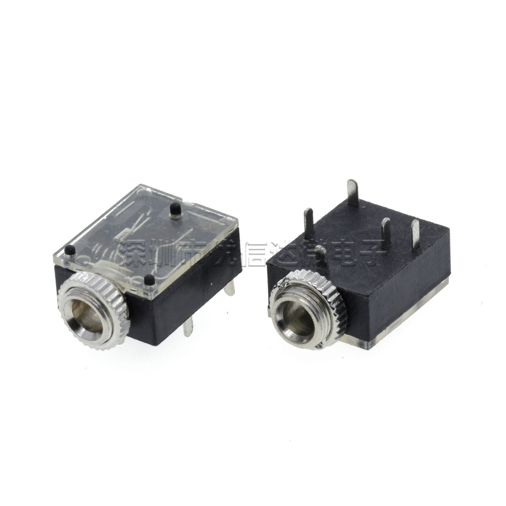 3.5MM耳机插座PJ-324M音频电源插口 PJ324光孔/带螺母五脚透明盖-阿里巴巴