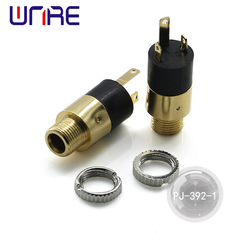 3.5mm音频接口插头 维诺尔厂销PJ-392镀金色带螺丝金属 耳机插座-阿里巴巴