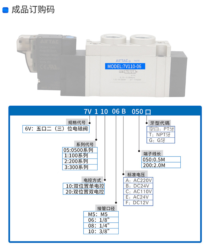 原装亚德客7V0510-M5电磁阀7V110-06气阀7V210-08 24V A/B050/200-阿里巴巴