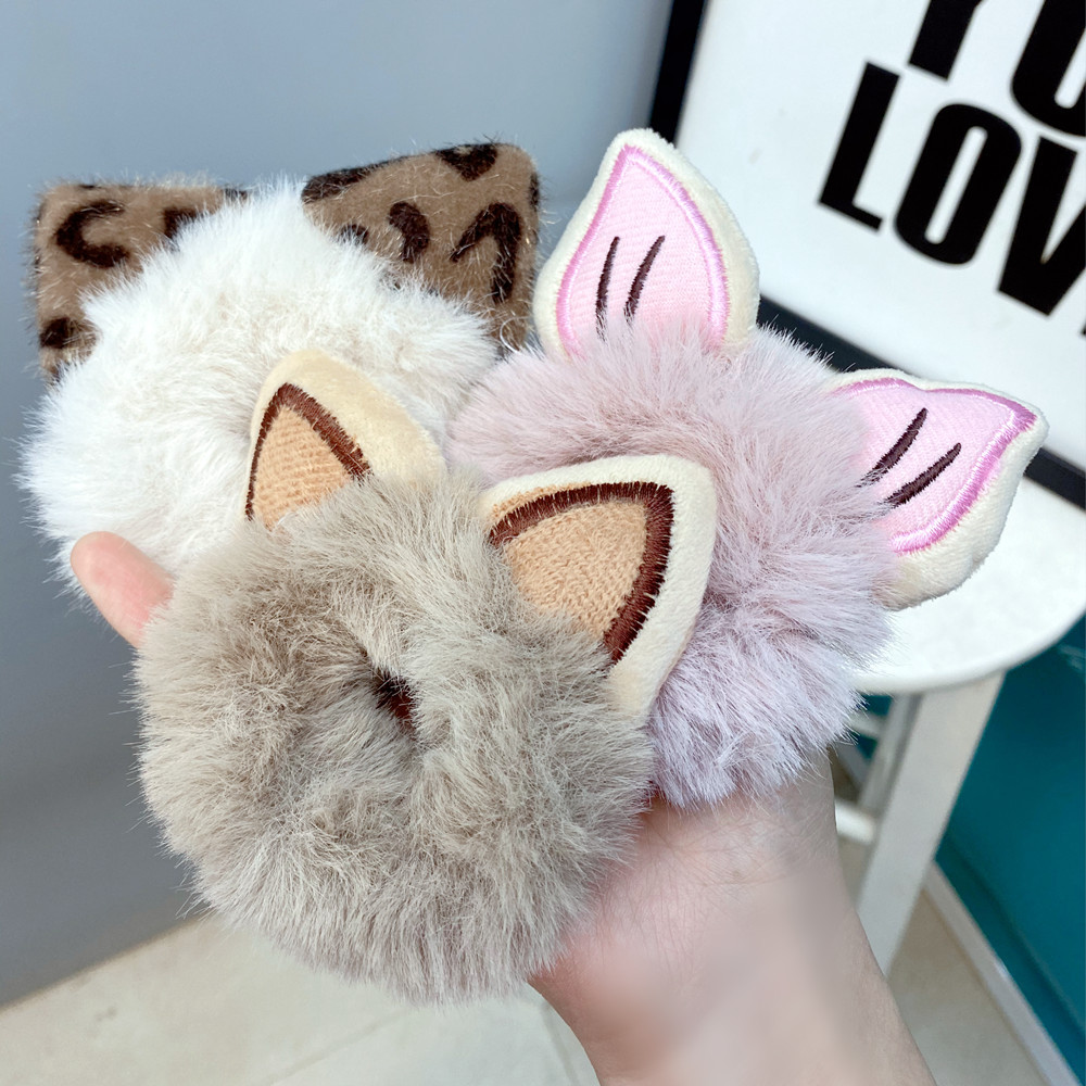 Wholesale cute cat ears plush hair ring - Nihaojewelry