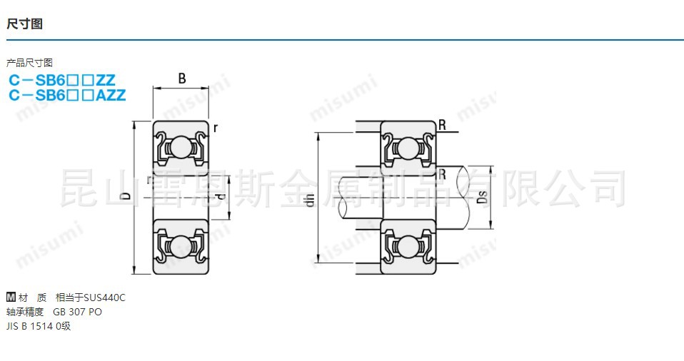 日本MISUMI深沟滚珠轴承双盖式C-B6000ZZ/C-B6001ZZ/C-B6002ZZ-阿里巴巴