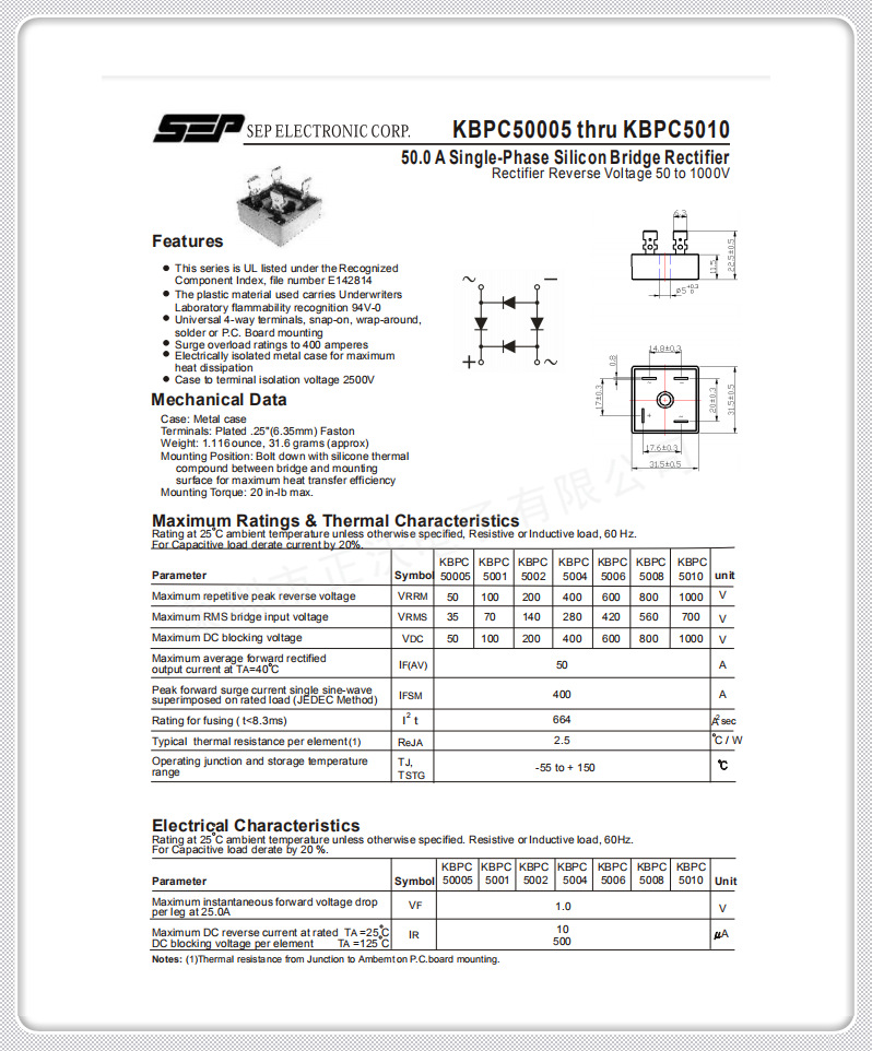 KBPC5010/3510/2510/1510 5006/3504/2508/1506 整流桥/HMT5010-阿里巴巴