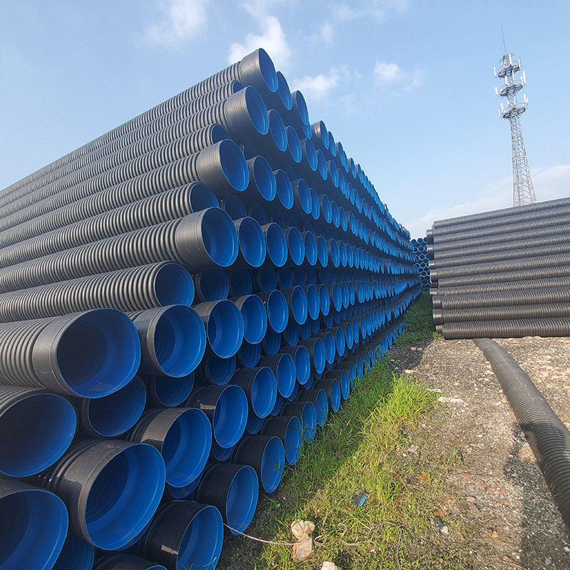 HDPE双壁波纹管DN200-800钢带螺旋增强波纹管 聚乙烯工程排污管道-阿里巴巴