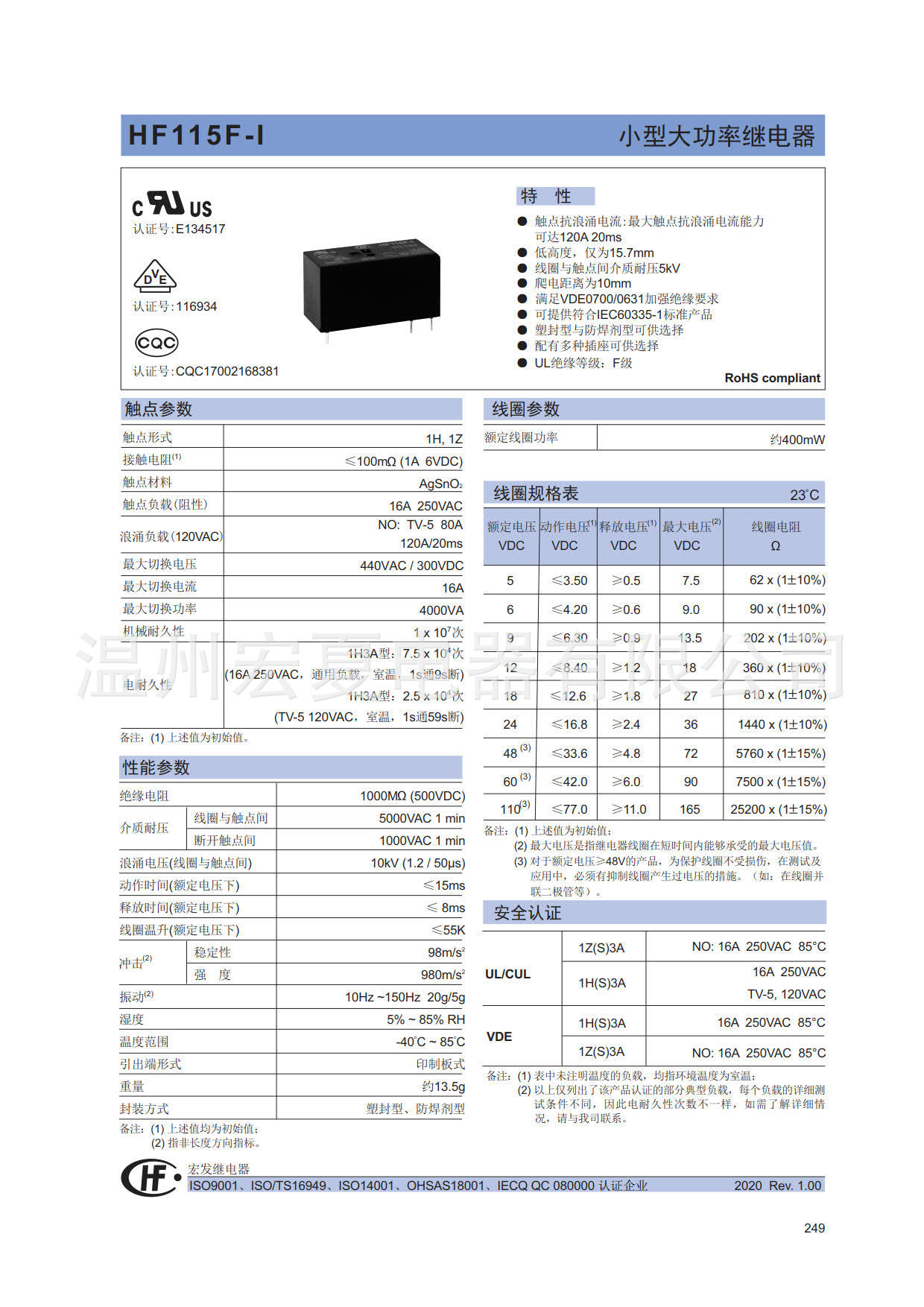 原装宏发抗浪涌电流继电器HF115F-I系列 智能照明模块专用继电器-阿里巴巴