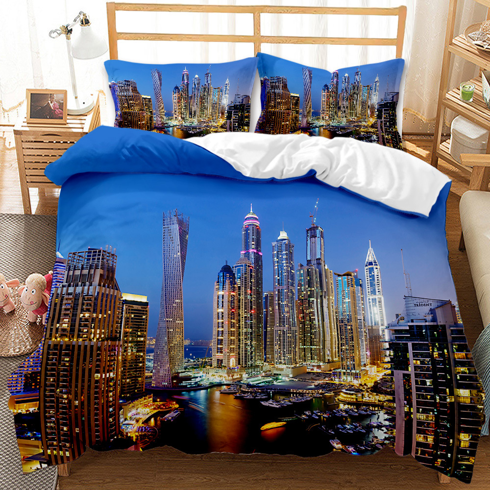 欧美著名3D建筑跨境被套三件套外贸床上用品eBay数码印花套件采购价格、怎么样、行情市场-CCEE选品中心