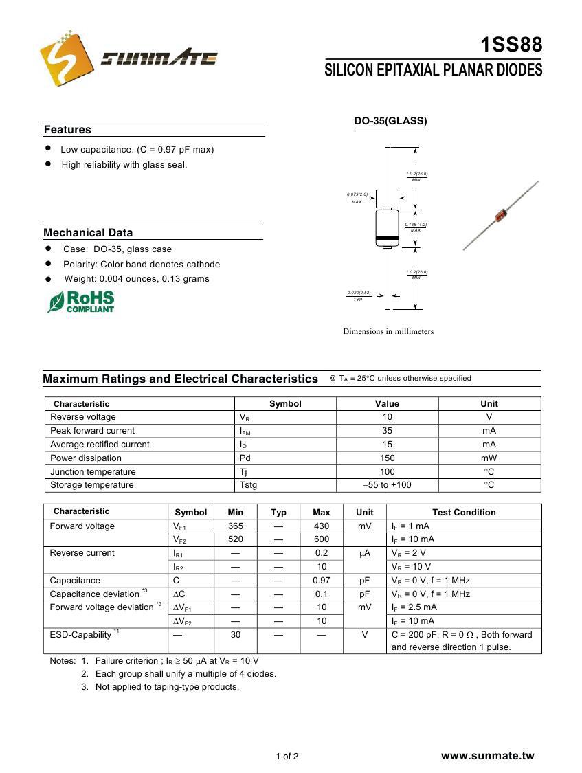 高品质 包邮 1SS86 1SS88 1SS106 DO-35封装 检波二极管-阿里巴巴