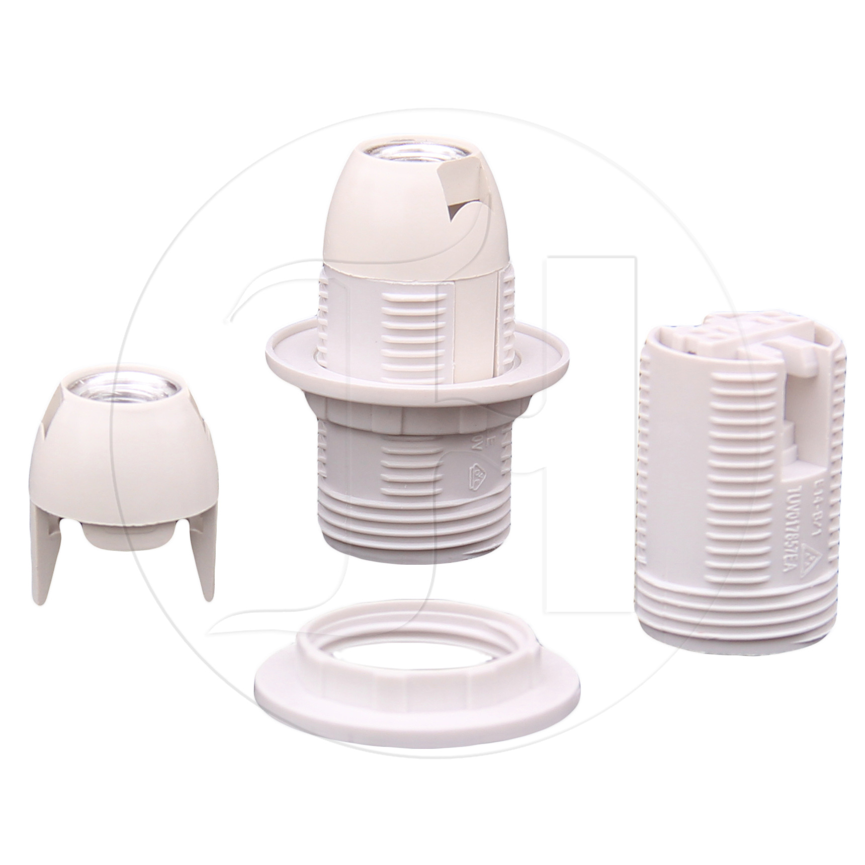 欧盟VDE CE认证澳大利亚SAA认证E14卡式塑胶塑料全牙附环灯座灯头-阿里巴巴