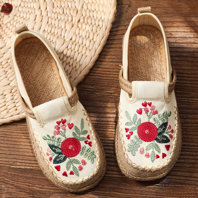 Ethnic style women cloth shoes retro embroidery cotton linen chinese ...