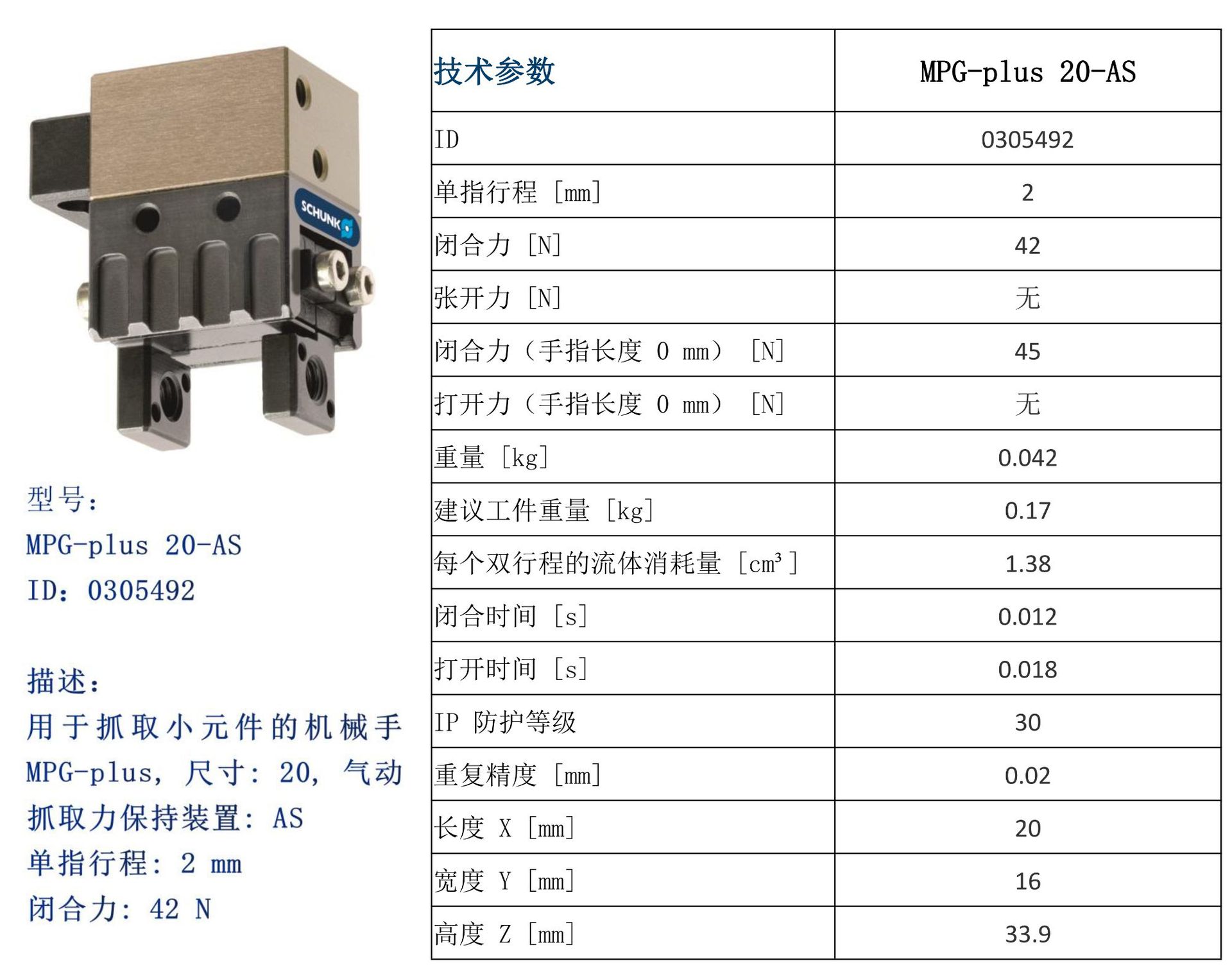 MPG-plus 20-AS机械手夹爪0305492正品雄克SCHUNK 可开增票-阿里巴巴