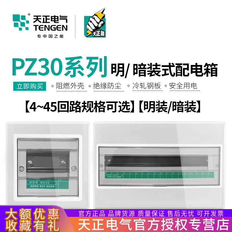 天正电气 PZ30配电箱-10 15 18 20 24回路暗装明装强电照明终端箱-阿里巴巴