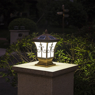 led太阳能尖花柱头灯压铸铝柱大门柱子灯围墙灯路灯庭院围墙-阿里巴巴