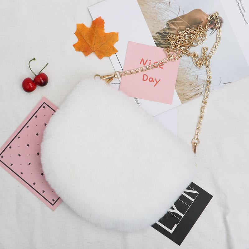 Women's Fashion Simple Artificial Wool Chain Bag - CJdropshipping