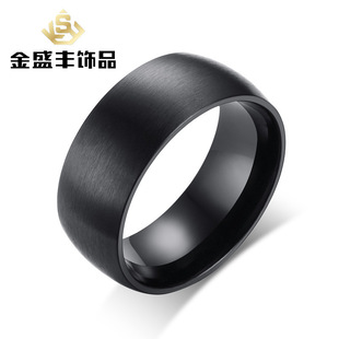 跨境饰品哑光拉丝男士戒指潮男个性黑色指环 男士戒指批发R-378B-阿里巴巴