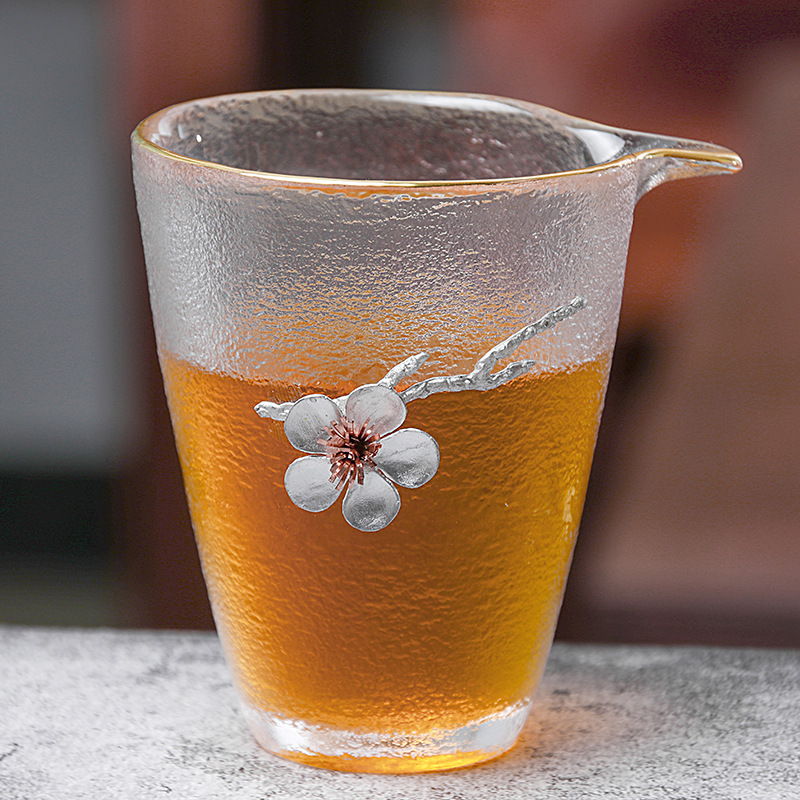 Chinese Style Tin Flower Glass Tie Pot Plum Blossom Glass Tea Set Warm ...
