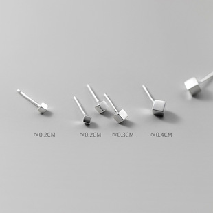 爱洛奇 S925银日系小巧几何方块耳钉淑女气质学生养耳洞耳饰E9761-阿里巴巴