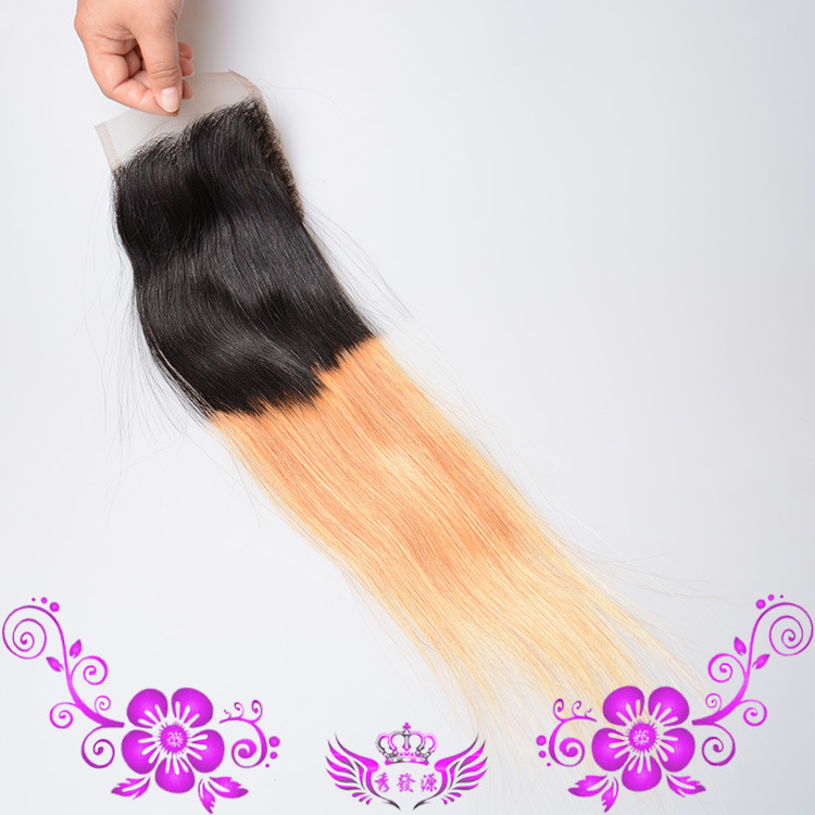 European and American gradual color wig block 1B / 27 lace closure ...