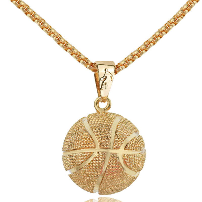 NBA stereo basketball pendant men's sports ball necklace European and ...