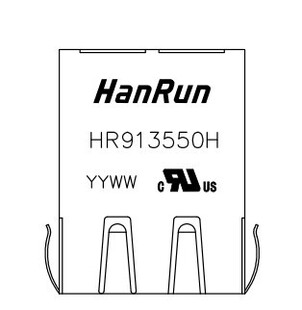HR913550H汉仁原厂2X2千兆RJ45连接器千兆带滤波器RJ45以太网插口-阿里巴巴