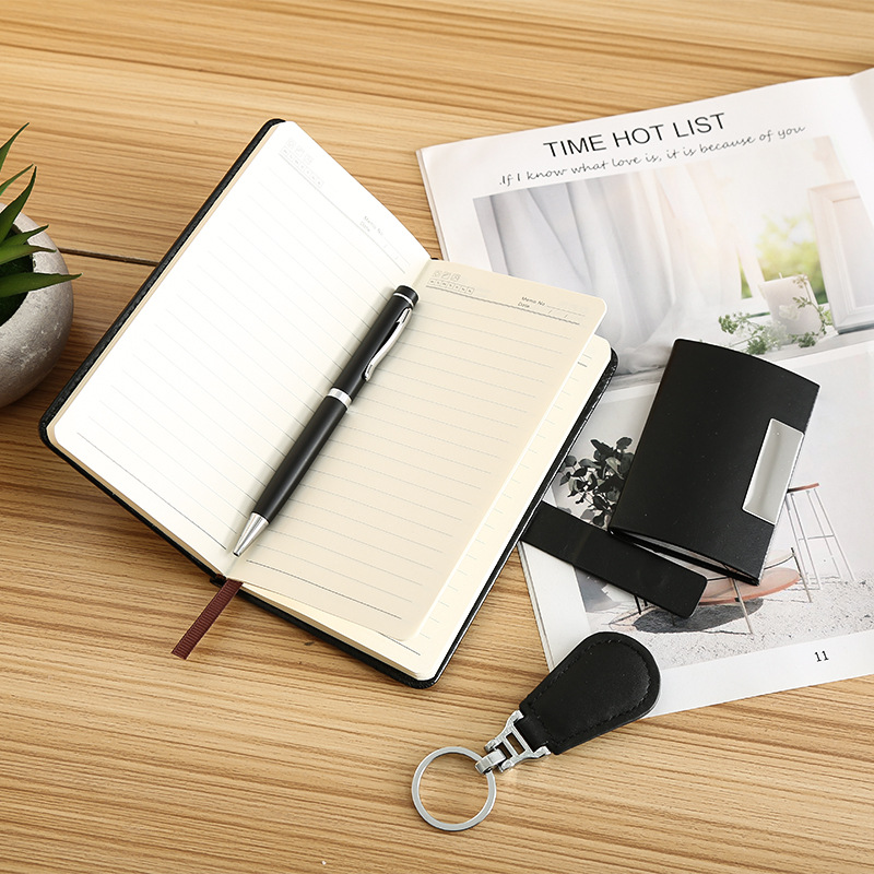 笔记本签字笔套装商务钥匙扣名片夹四件套套装礼品可logo-阿里巴巴
