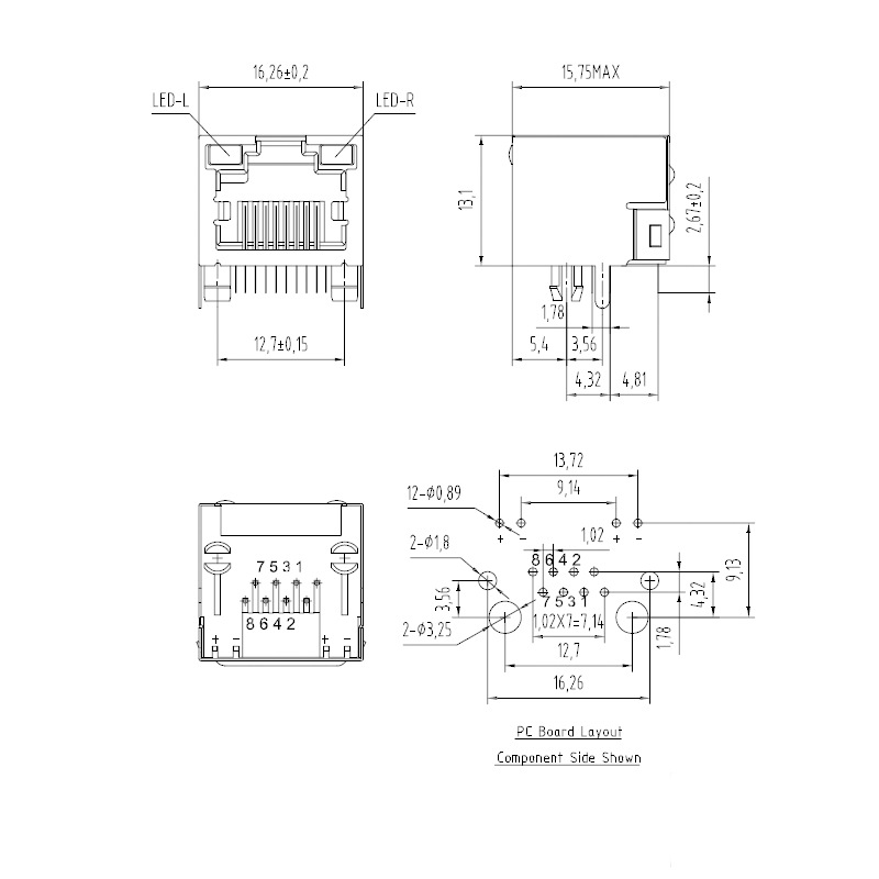 R-RJ45R08P-C000以太网连接器(RJ45 RJ11) 网络RJ插座短体带LED灯-阿里巴巴