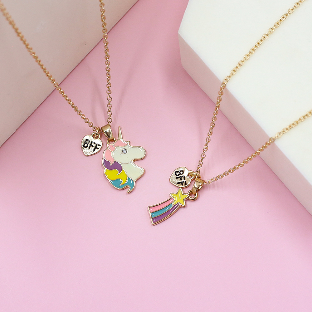 速卖通热卖BFF儿童饰品独角兽五角星好朋友best friends项链-阿里巴巴