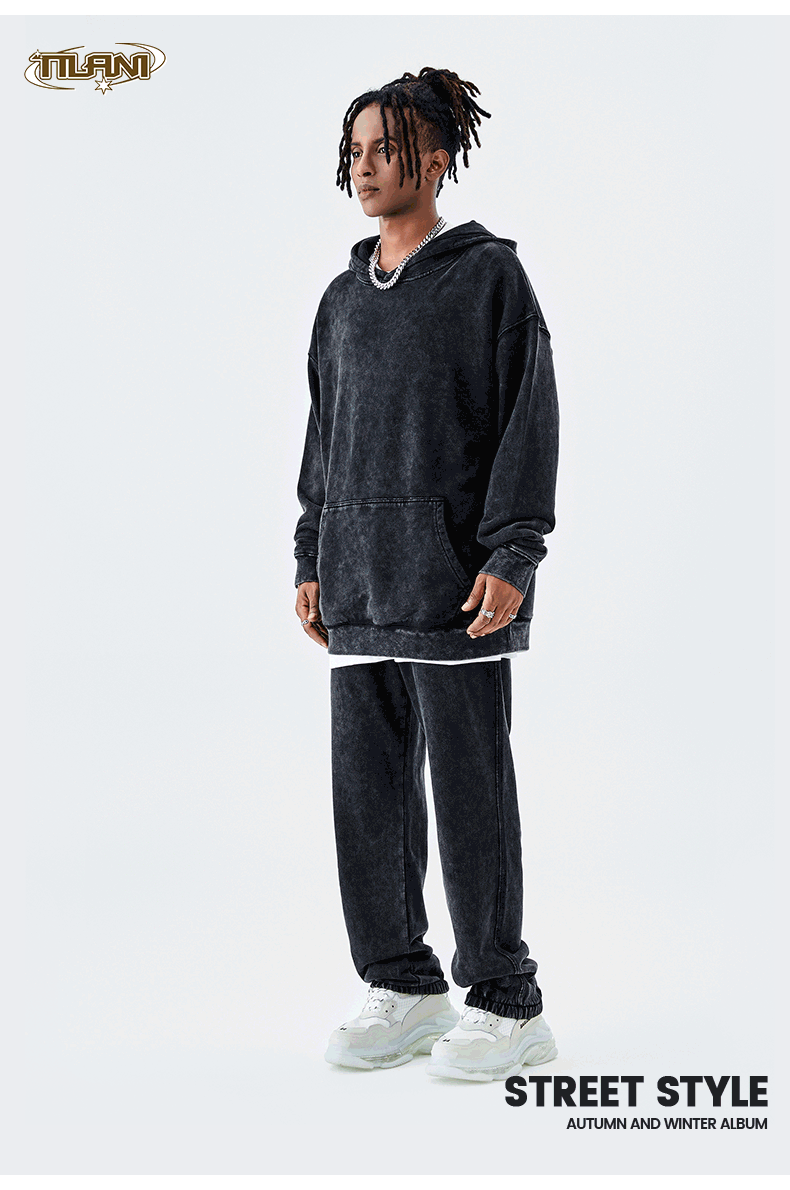 TILANI蜡染重磅350g连帽卫衣休闲运动服套装男女连帽衫卫衣两件套-阿里巴巴