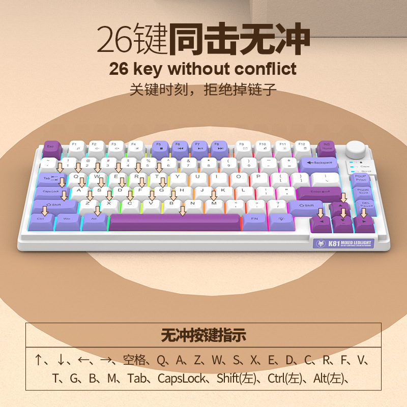 Shine silver fox K81 game wired keyboard MDA ball cap three-color ...