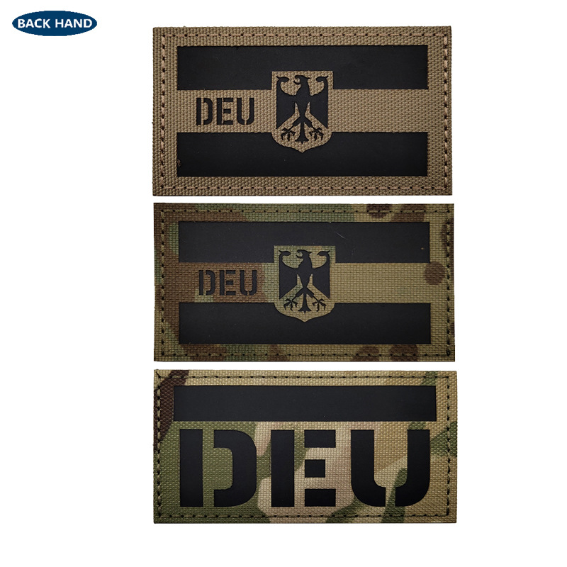 IR Germany Flag DEU patch 9*5魔术贴臂章反光徽章户外包配章-阿里巴巴