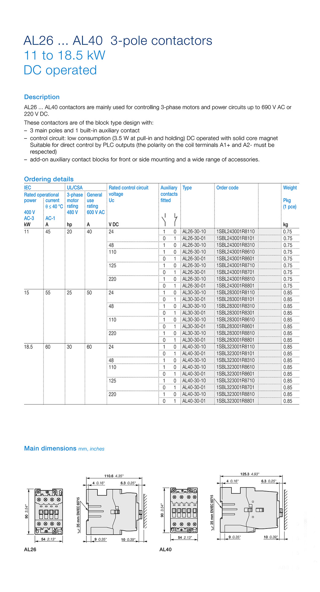 全新原装正品ABB直流接触器AL26-30-10*24V DC 现货线圈电压24VDC-阿里巴巴
