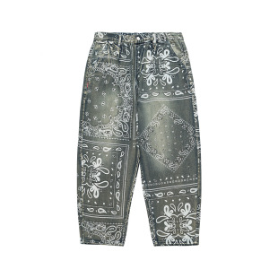 RUIIENRS x MEDAIGUAL 2023 冬季新款 满印腰果花老爹牛仔裤MK252-阿里巴巴