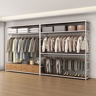 衣帽间自制架子组装开放式衣柜铁艺双层金属衣柜架衣帽架卧室落地-阿里巴巴