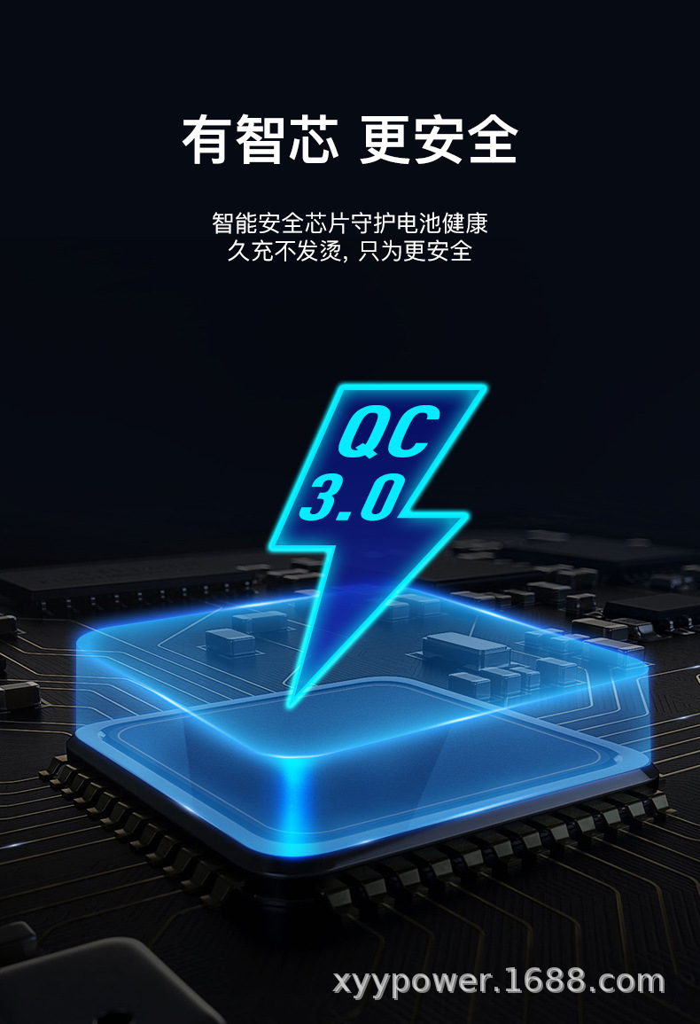 QC3.0美规USB36W多口充电器QC18W+18W智能充电头3USB多路独立快充-阿里巴巴