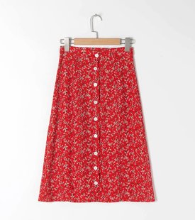 夏季新款欧美女装时尚花朵印花单排扣系带半身裙S12440-阿里巴巴