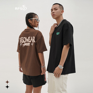 RFSD男装|趣味英文印花T恤2023夏季新品潮牌版型230g纯棉短袖男-阿里巴巴