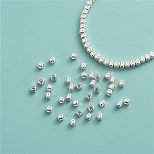 S925纯银素银小方块3MM隔珠方糖DIY手工串珠手链项链散珠配件碎银-阿里巴巴
