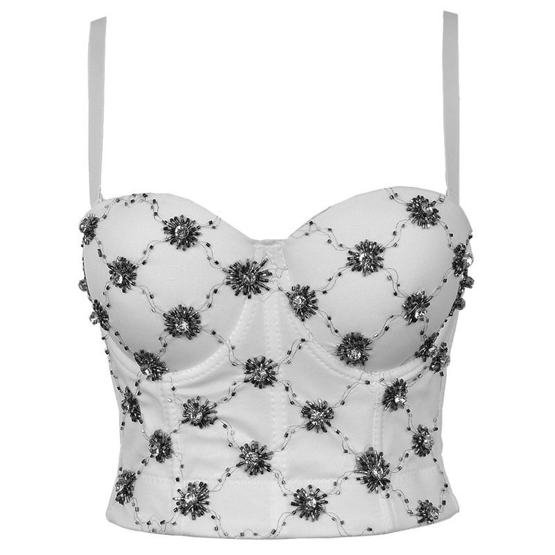 Women girls singer gogo dancers jazz dance black white glitter bra tops ...