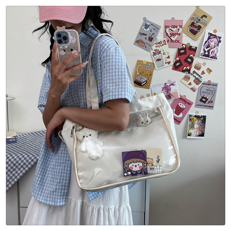 新款日系帆布痛包长肩带可拆卸帆布痛包单肩斜挎吧唧日本痛包娃包-阿里巴巴