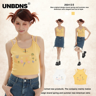 UNBDNS 美式复古辣妹吊带背心女春夏多巴胺内搭外穿针织短款上衣-阿里巴巴