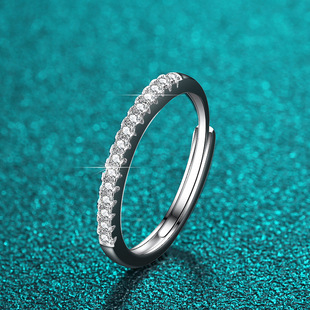 精工s925纯银镀pt950金镶嵌莫桑石排戒满钻简约时尚尾戒韩版厂家-阿里巴巴