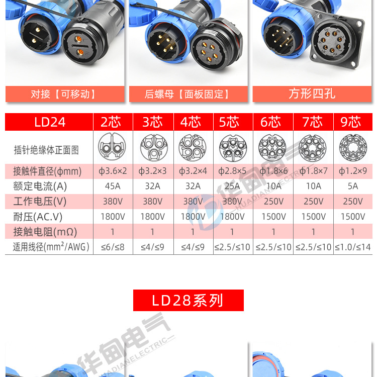 LD16/20/28免焊接防水航空插头公母对接工业连接器2 3 4芯IP68-阿里巴巴
