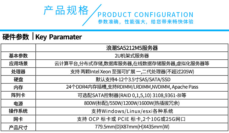 浪潮SA5212M5机架式2U服务器云计算NVME U.2高性能商用办公主机-阿里巴巴