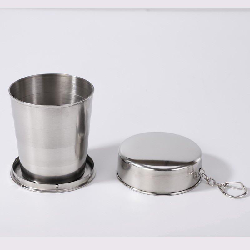 Outdoor Camping Stainless Steel Retractable Cup Folding Cup Portable