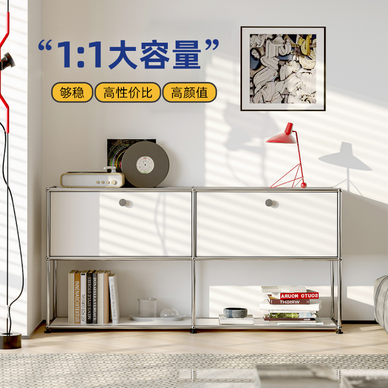 模块组合餐边柜北欧中古不锈钢斗柜角柜ins储物柜边柜置物柜USM柜-阿里巴巴